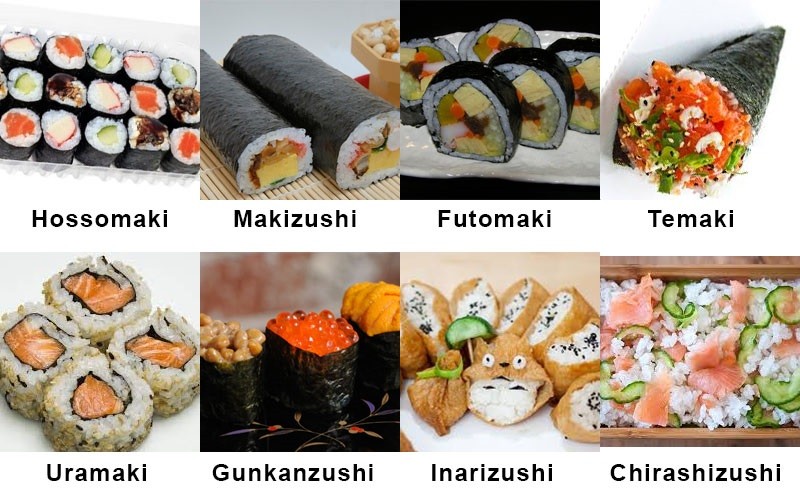 130 types of sushi - urumaki, hossomaki, nigiri | Suki Desu